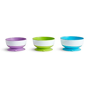 Munchkin Stay Put Suction Bowls for Babies and Toddlers, 3 Pack, Blue/Green/Purple