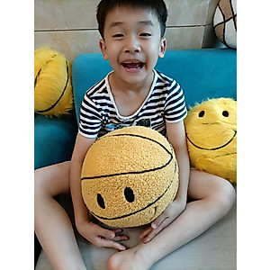 bLwhzfi 11 inch Simple Like-Smile Face Basketball Like-Smile Face Pillow Plush Throw Pillow Gift Home Funny Expression Children's Room Decoration (Cashmere - Yellow)……
