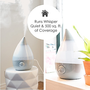 Crane Ultrasonic Cool Mist Humidifier for Bedroom, Baby Nursery, Kids Room, Plants, or Office, Large 1 Gallon Tank, Filter Optional, Grey