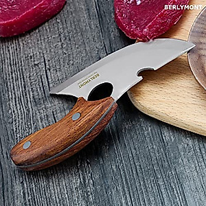 Viking Knife with Sheath Boning Knife Small Meat Knife Full Tang Butcher Knife Portable Outdoor Camping Knife with Bottle Opener & Sharpener Small Portable Knife Mini Cleaver Curved Knife for Camping
