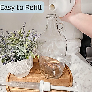 Cornucopia Half Gallon Glass Pump Dispenser Bottle, 64-Ounce Jug with Pump for Sauces, Syrups, Soaps and More