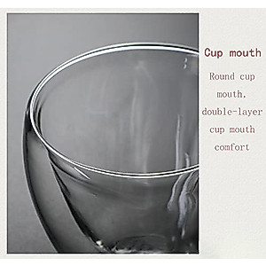 PCduoduo Heart Shaped Cup，Heat resistant creative double layer heart cup cup clear glass milk cup tea milk cup cup coffee cup (8oz/240ML)