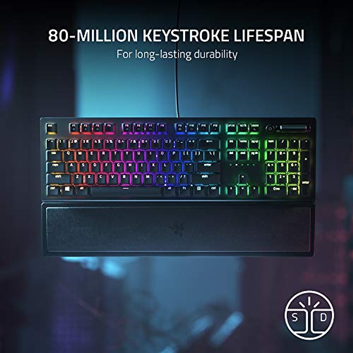 Razer BlackWidow V3 Mechanical Gaming Keyboard: Green Mechanical Switches - Tactile & Clicky - Chroma RGB Lighting - Compact Form Factor - Programmable Macro Functionality - Classic Black