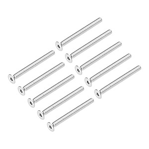 uxcell M4x40mm Flat Head Machine Screws Inner Hex Screw 304 Stainless Steel Fasteners Bolts 30Pcs