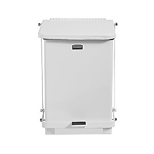 Rubbermaid Commercial ST7EWHPL Defenders Biohazard Step Can, Square, Steel, 7gal, White