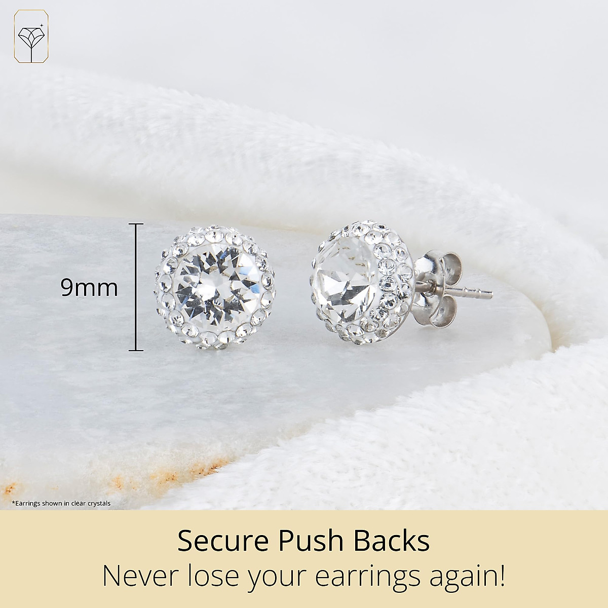 MAX + STONE Sterling Silver Crystal Halo Pink Stud Earrings