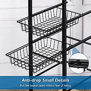 Small Bathroom Shelves, Floor Storage Cabinet with 2 Drawers, Narrow Towel Rack Organizer 4 Tiers, Modern Bathroom Storage Tower Cabinet with Tissue Bar, Standing Units Shelf for Laundry Living Room