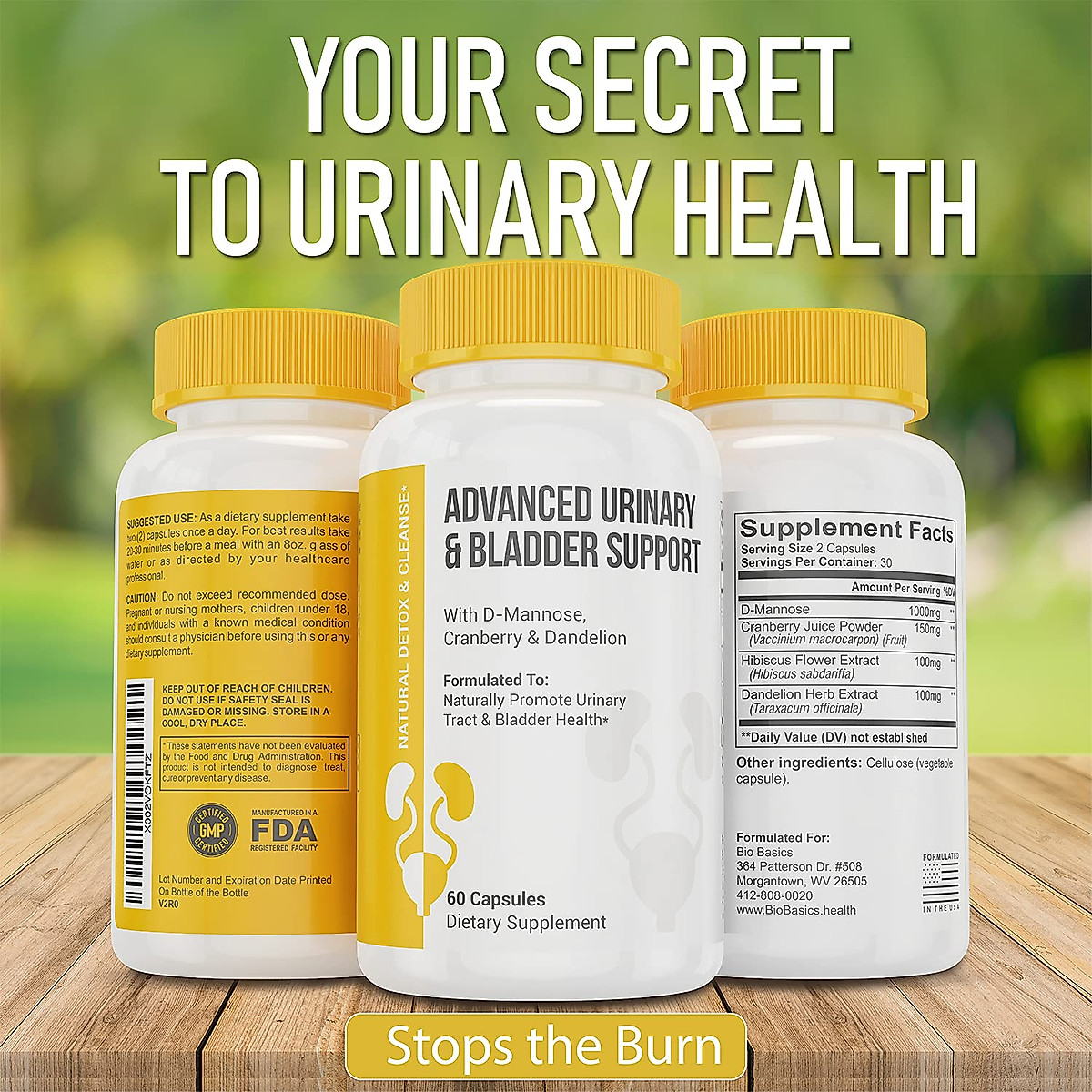 Advanced Urinary Tract Health & Bladder Support Supplement - Detoxifying Strength D-Mannose & Cranberry Natural Fast Acting UT Cleanse- Restore Control & Balance - 60 Capsules