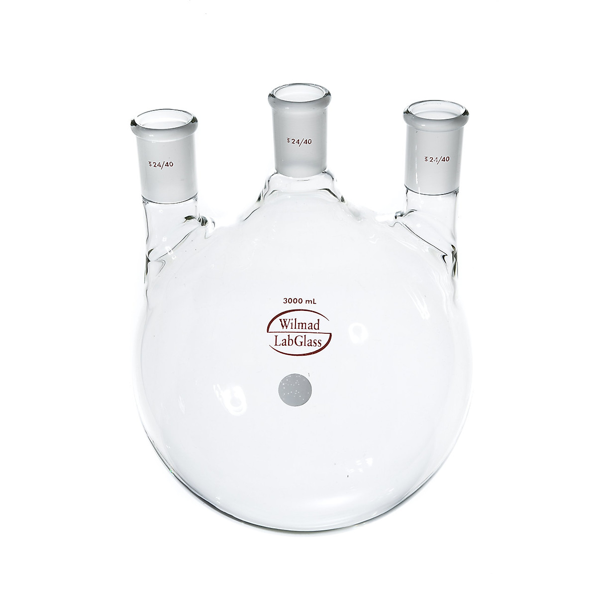 Wilmad-LabGlass LG-7330-210 3-Vertical Neck Round Bottom Flask, 3L, Standard Taper 24/40 Center - Side