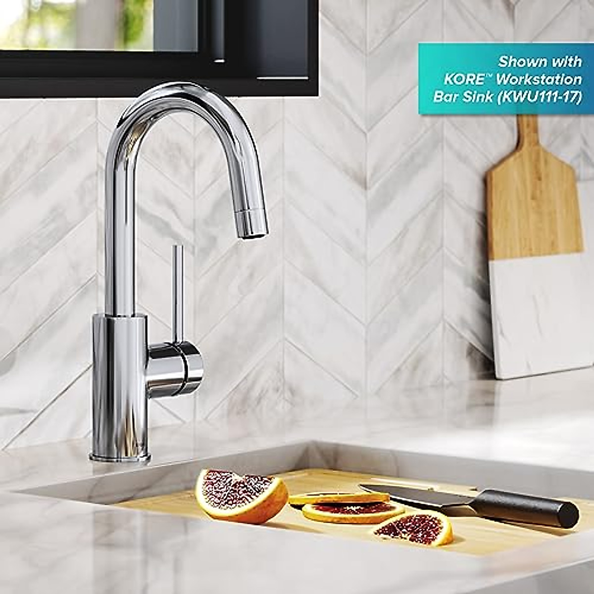 KRAUS Oletto Single Handle Kitchen Bar Faucet in Chrome Finish, KPF-2600CH