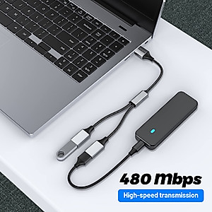 MOGOOD USB Splitter Cable USB y Splitter Adapter Dual USB 2.0 Power Cord Extension for Charging/Data Transfer/Laptop/Mac/Car