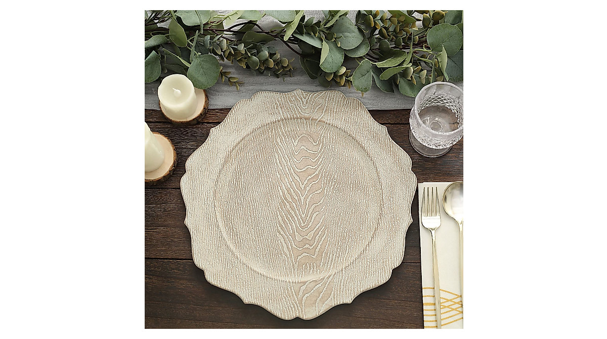Rustic White Acrylic Charger Plates | 6 Pack