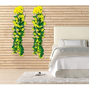 Pura Aide Artificial Lily Flower Garlands Fake Plant Foliage Hanging Vines for Home Bedroom Kitchen Garden Office Wedding Wall Decor