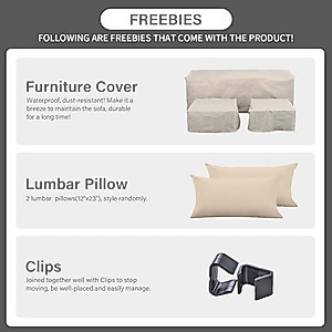 Rattaner Outdoor Furniture Set 3 Pieces Wicker Patio Furniture Outdoor Sectional Patio Couch Outdoor Coffee Table with Storage All-Weather No-Slip Cushions Waterproof Covers, Khaki