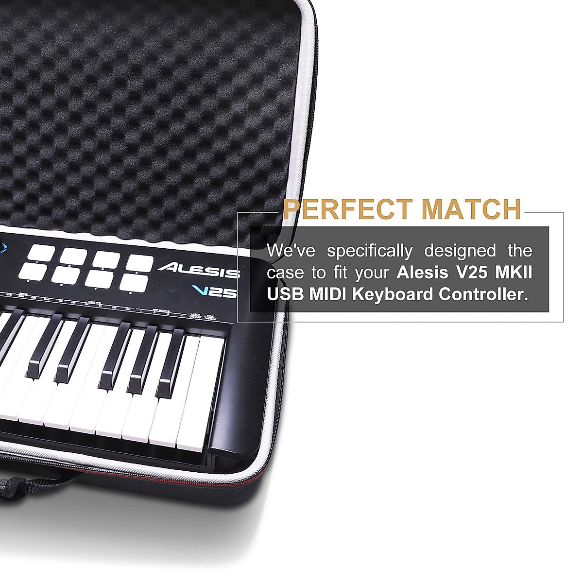 LTGEM Controller Case for Alesis V-Mini - 25-Key USB MIDI Keyboard Controller, Hard Storage Travel Protective Carrying Bag