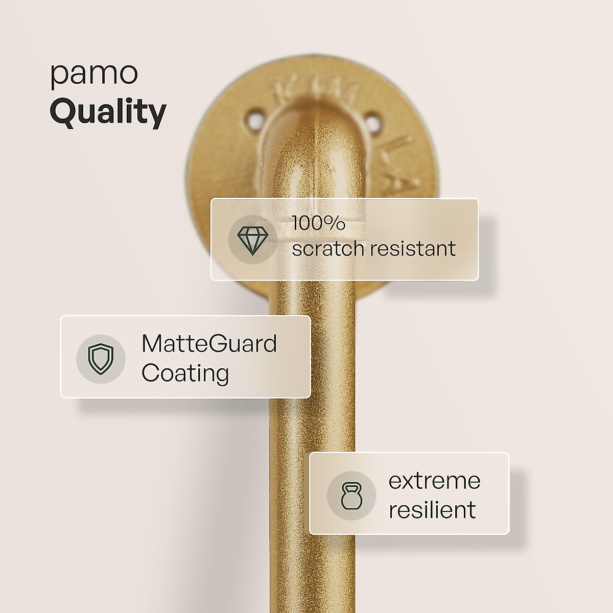 pamo Industrial pipe clothing rack metal gold - Wall mounted clothes racks for hanging clothes - Modern walk in closet - KIM III DOUBLE gold