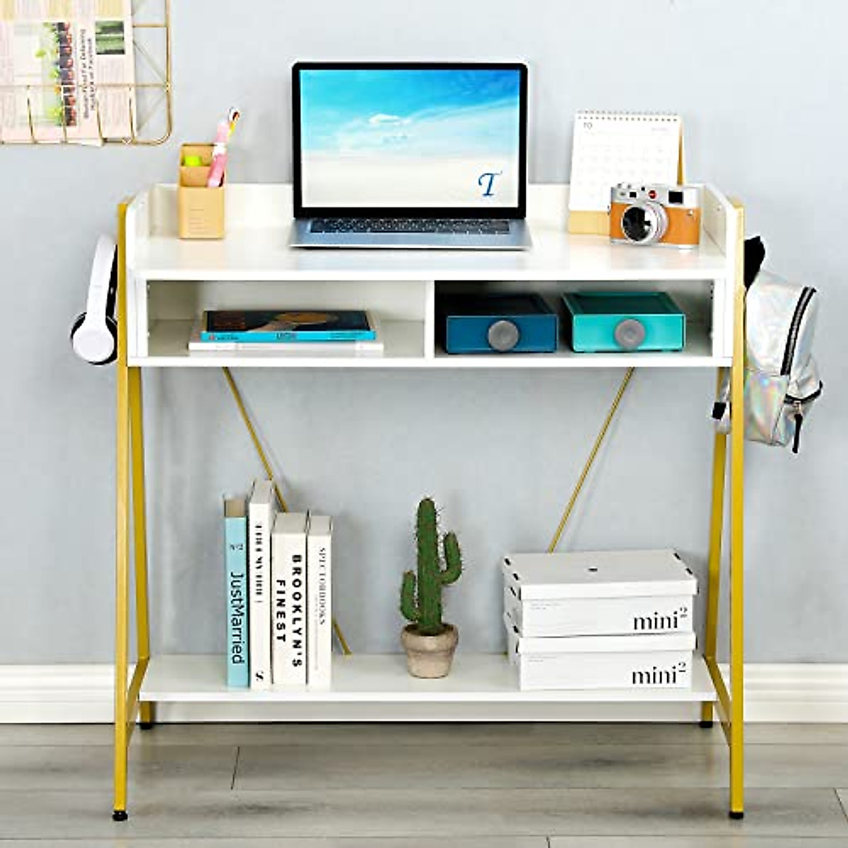 TEAMIX Desk DA80 (White + Gold)