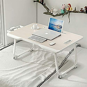 Laptop Desk for Bed Foldable,Asltoy Lap Desk with Drawer,Laptop Bed Tray Table Adjustable,Notebook Desk Laptop Table for Bed Portable Lap Bed Tray Tablet Desk for Couch Floor with Cup Slot (Beige)