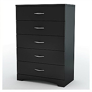 Home Square 2 Piece Modern Bedroom Furniture Set - 6 Drawer Bedroom Dresser / 5 Tall Chest of Drawers for Bedroom/Black