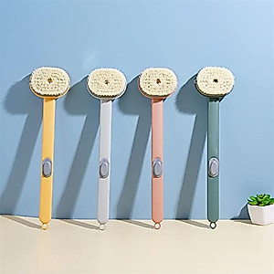 INGVY Dry Brushing Body Brush Long Handle Liquid Bath Brush Bathroom Body Brushes Back Body Bath Shower Sponge Exfoliating Scrub Massager Skin Cleaning Tools (Color : Gray)