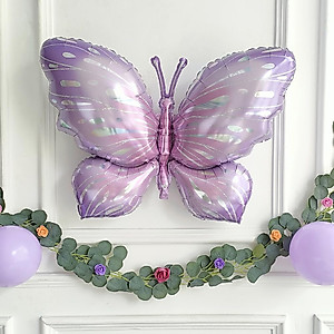 Butterfly Purple Pink Birthday Party Decorations, Happy Birthday Banner, Spiral pendant, Honeycomb Ball with Big Butterfly Foil Balloon for Women Girl Birthday Party Butterfly Theme Supplies