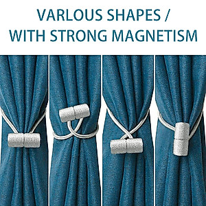 XDerlin 2 Pack Window Curtain Holdbacks Magnetic Curtain Tiebacks, Upgraded 16 Inch Home Office Decorative Twist Tie Backs for Blackout Sheer Window Treatment, Grey