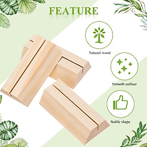 12 Pieces Wood Place Card Holders Trapezoidal Wooden Table Number Holder Sign Support Stands for Name Card for Wedding Retail Shop Birthday Party Events Home Decoration (0.06 Inches)