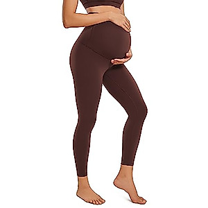 CRZ YOGA Womens Butterluxe Maternity Leggings Over The Belly 25" - Buttery Soft Workout Activewear Yoga Pregnancy Pants Taupe Medium