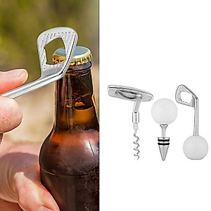 Wine Opener Set, Golf Bottle Opener, Manual Wine Bottle Opener, Zinc Alloy Handle Corkscrew Kit, for Wedding Birthday Day Wine Gift Set, for Golf Lovers and Beer Lovers (3 Pcs)