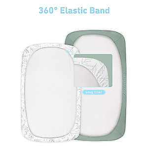 Babebay Bassinet Sheet Fitted for Baby Boy and Girl, Jersey Knit Cotton for Natural Comfort Fitted for Oval, Hourglass and Rectangular Mattress, Soft and Safe, 2 Pack (Sage Green)