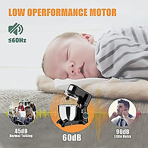 Stand Mixer, 5.8 Qt. 10-Speed Electric Household Food Mixer, 380W Kitchen Mixer with Dishwasher-Safe Dough Hooks, Flat Beaters, Wire Whip & Pouring Shield Attachments, Black