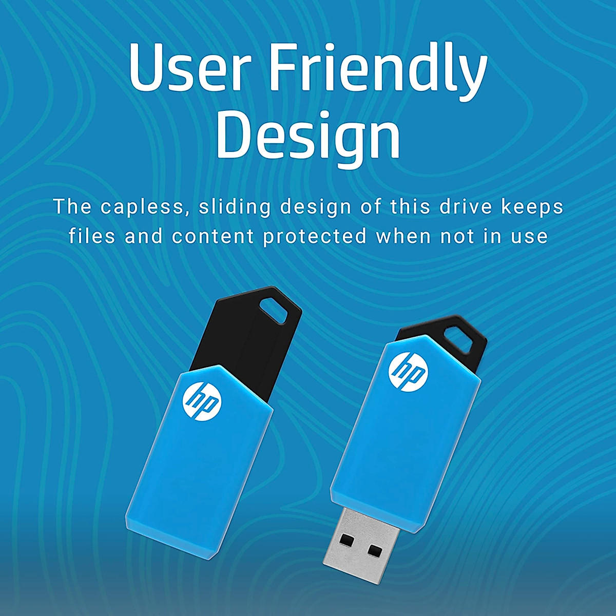 HP 64GB v150w USB 2.0 Flash Drive, Blue