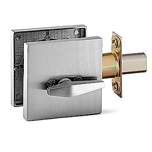 Berlin Modisch Entry Lever Door Handle and Single Cylinder Deadbolt Lock and Key Slim Square Locking Lever Handle Set [Front Door or Office] Right & Left Sided Doors Heavy Duty – Satin Nickel Finish