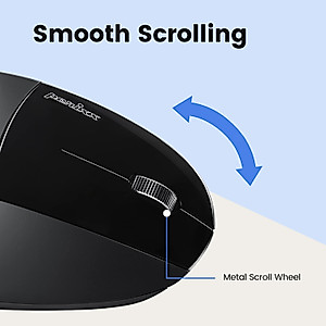 Perixx PERIMICE-813B Bluetooth Vertical Mouse - Wireless 3-in-1 Multi-Device Technology - Travelling Carry Bag - Black - Right Handed