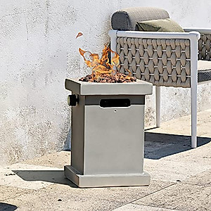 Portable Tabletop Fireplace Propane Gas Fire Pit, Concrete Outdoor Smokeless Fire Bowl, 10 inch, 10,000 BTU with CSA Certification for Camping, Patio, Outdoor Heating and Bonfire (Square-Light Gray)