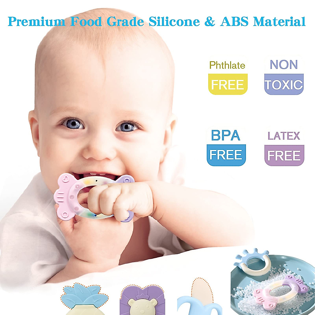 DOUBFIVSY Baby Rattle Teething Toys for Babies 0-6-12 Months, 10PCS Grab Spin Rattle Shaker Early Educational Toys with Storage Box, Soothing Teether, Baby Toys 6 to 12 Months Infant Newborn Baby Gift