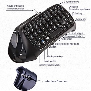 LittlePaprika Controller Keyboard for PS4, Gamers Digital Mini Bluetooth Keyboard Chatpad for Playstation 4 for DualShock Controller, Used to Chat with Playes in Games