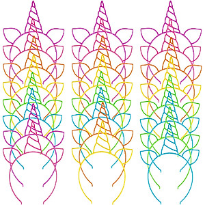 Zddaoole 24 Pcs Unicorn Headbands Unicorn Birthday Party Favors,Plastic Hairbands for Girls,Headware Accessories for Party Supplies Gift,Teens Toddlers Children
