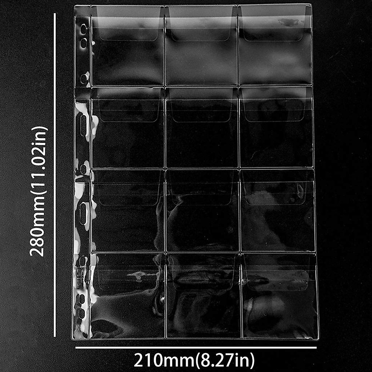 Coin Pocket Pages - 12 Pockets Standard 9-Hole Coin Pocket Inserts Collecting Sleeves for Coins 10 Sheets CS03112