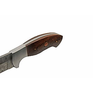 Mosaic Damascus Steel Blade | Wooden Handle 7.5" Hunting Knife