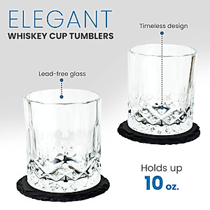 Whiskey Chilling Stones 2 Bourbon Glasses & Ice Tong - Premium Gift Box for Men Barware Supplies Set - Reusable Sipping Scotch Granite Rock Gifts for Boyfriend Husband Father