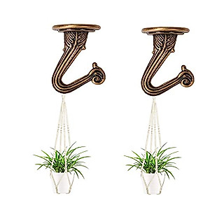 QMseller 2 Sets Metal Ceiling Hooks, Heavy Duty Swag Ceiling Hooks with Hardware for Hanging Plants/Chandeliers/Wind Chimes/Ornament (Bronze Color)