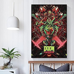HOW FIT Gameing Doom Eternal Poster Prints on Canvas Decoration Room Decor Posters Unframe 12x18inch(30x45cm)