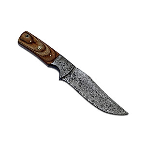 PAL 2000 KNIVES DAM-6010 Handmade Damascus Steel Knife laminate wood with Leather Sheath