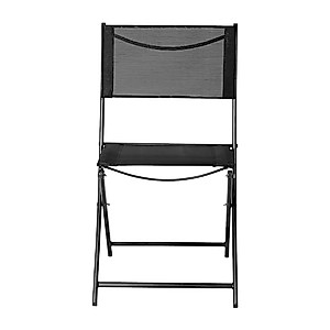 Flash Furniture Brazos Commercial Indoor-Outdoor Folding Chairs, Flex Comfort Backs/Seats, Metal Frames, Portable Lightweight Foldable Design, Set of 2, Black/Black