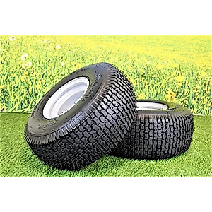 (Set of 2) 20x8.00-8 Tires & Wheels 4 Ply for Lawn & Garden Mower Turf Tires w/Keyed Hub Wheel (Compatible with Husqvarna)