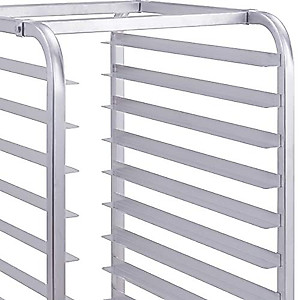 ReunionG 10 Tier Bun Pan Rack, Bakery Rack with 2 Lockable Wheels, 10 Sheet Aluminum Storage Cooling Trolley with Open Shelf, Dough Pizza Baking Mobile Rack for Home Commercial