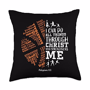 Christian Gifts by Alexis Mae Boys Christian Basketball Bible Verses Men Women Kids Gifts Throw Pillow, 18x18, Multicolor
