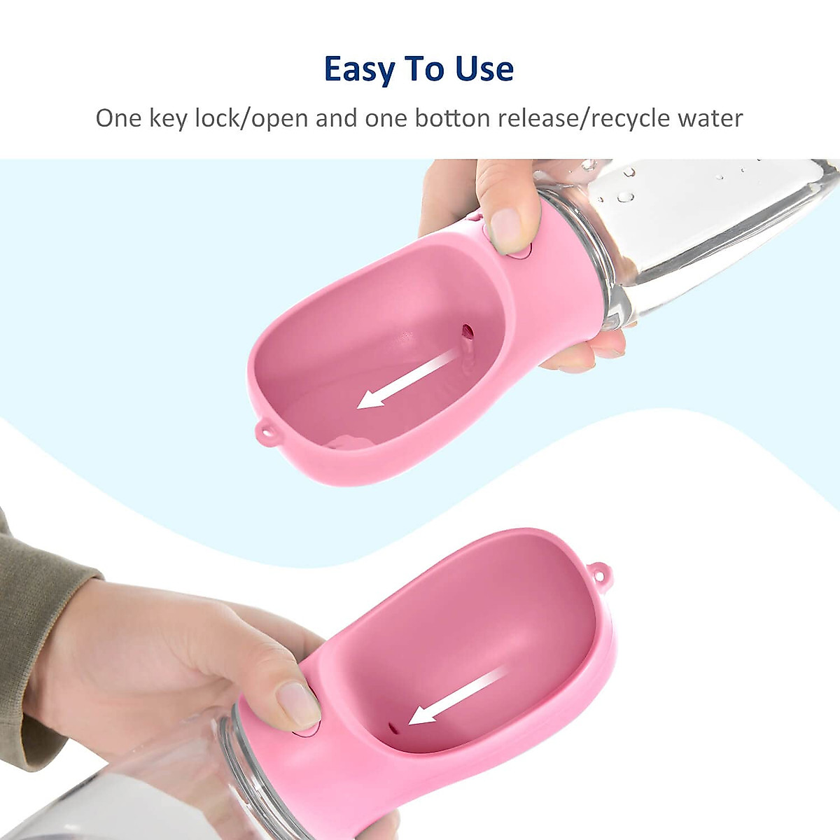 WePet Portable Dog Water Bottle with Food Container, 12 OZ + 6 OZ, Leak Proof Puppy Water Dispenser with Drinking Feeder for Pets Outdoor Walking, Hiking, Travel, Food Grade Plastic