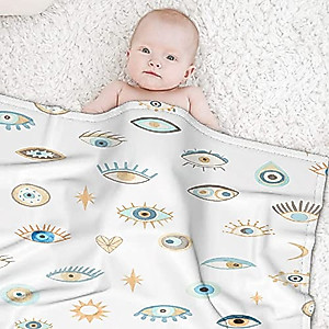 Todeyya Nazar Evil Eye Pattern Throw Blanket - ​Super Soft Flannel Fleece Blanket for Gifts, Plush Lightweight Fuzzy Cozy Blanket Microfiber for Couch Sofa Bed All Season XS 40"x30" for Pets
